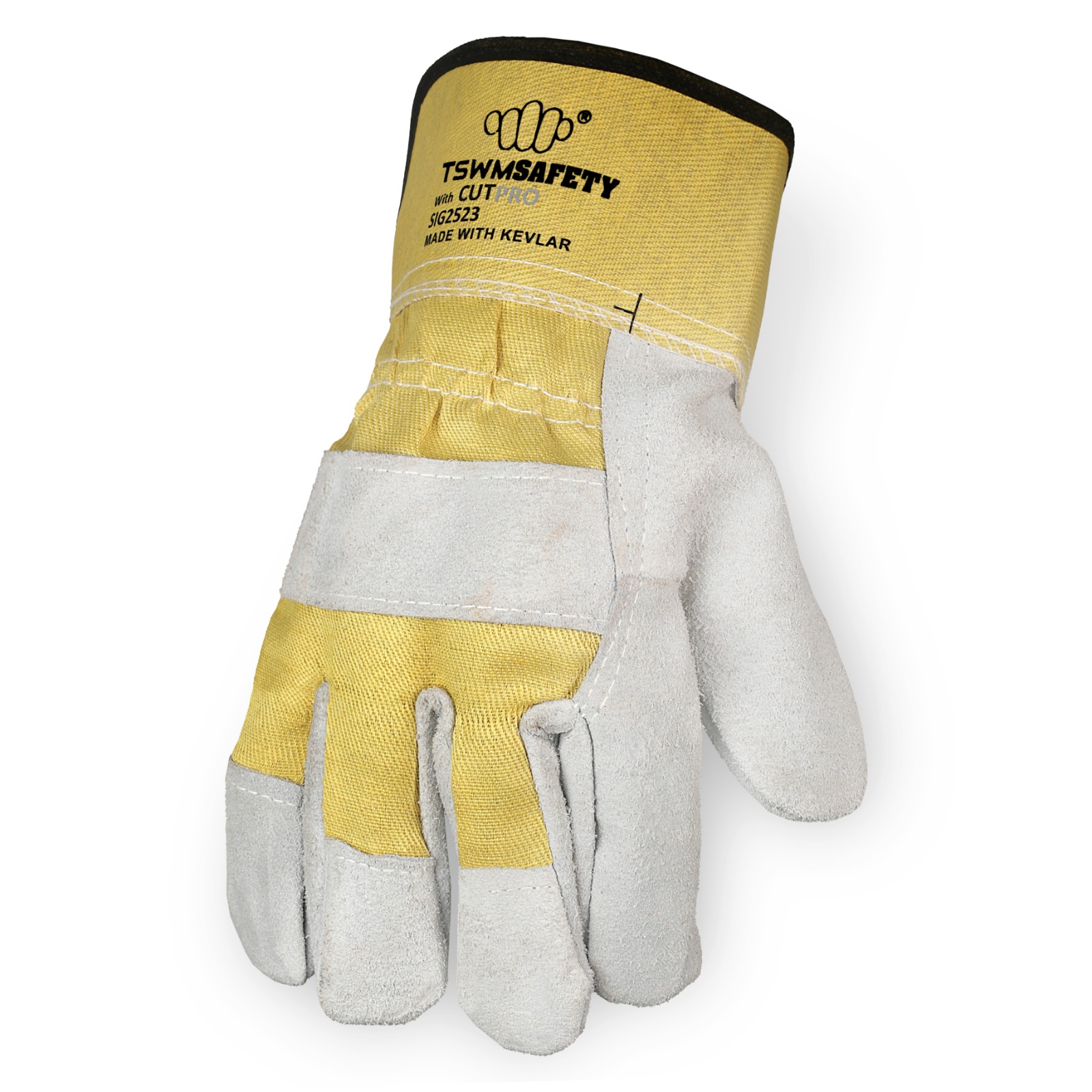 COW SPLIT LEATHER INDUSTRIAL PALM SAFETY CUFF GLOVES