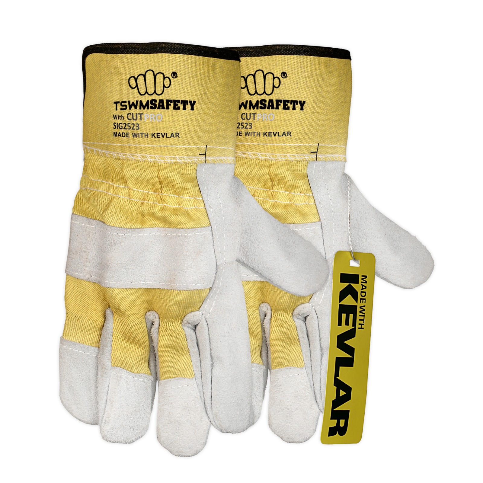 COW SPLIT LEATHER INDUSTRIAL PALM SAFETY CUFF GLOVES